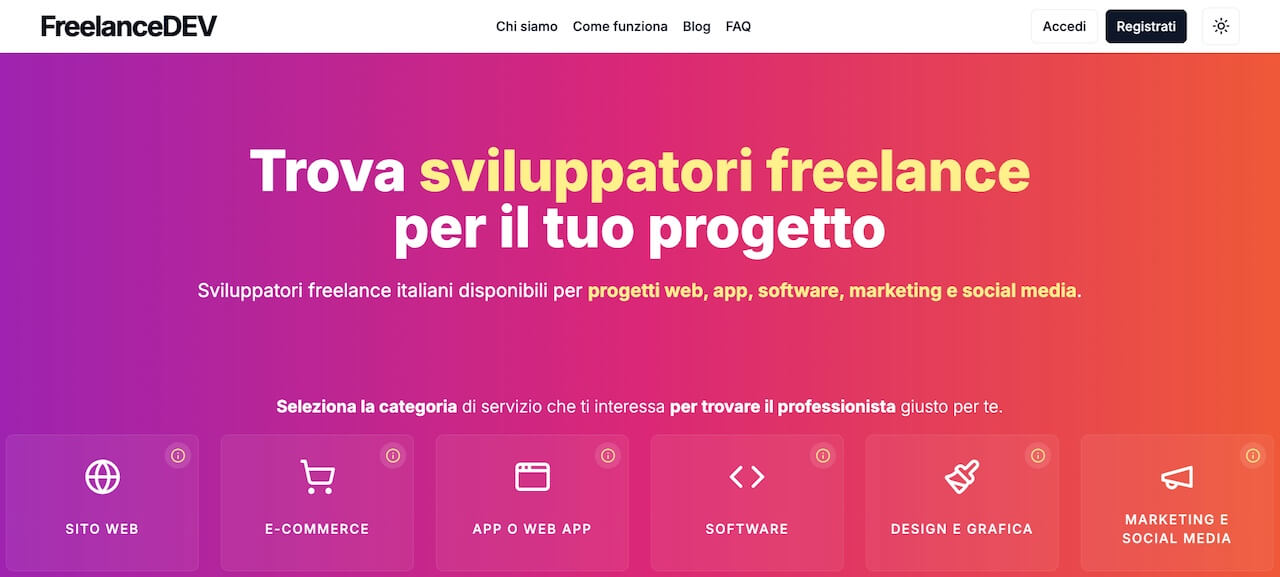 Trova sviluppatori freelance italiani | FreelanceDEV.it